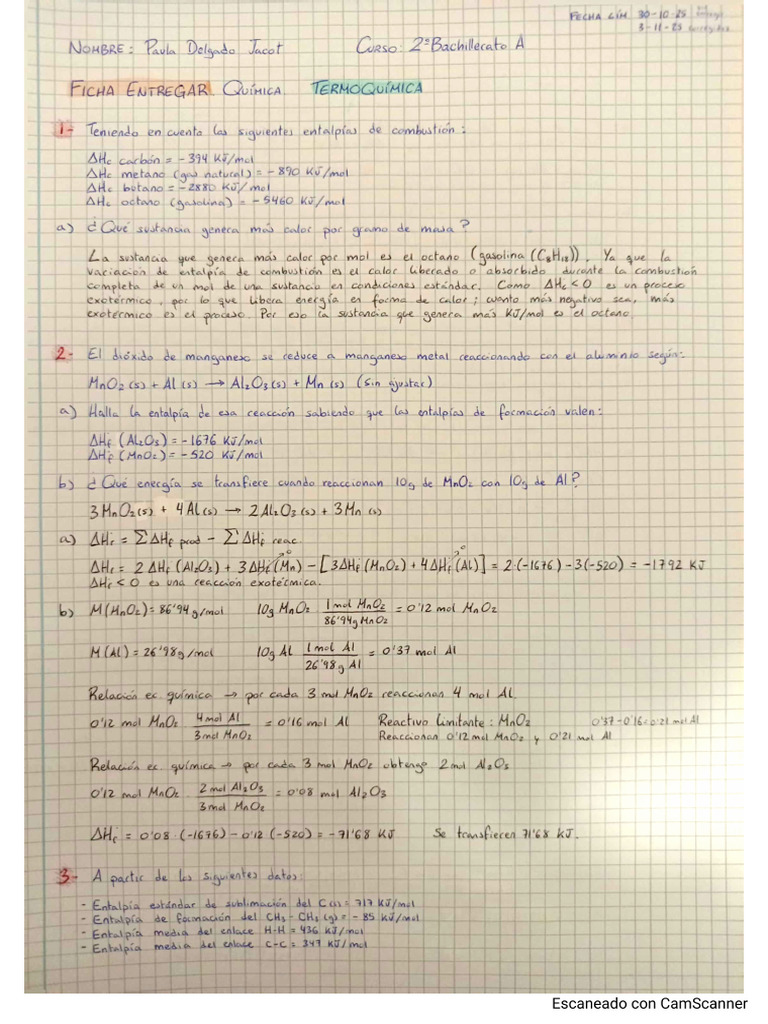 Ficha Termoquimica | PDF