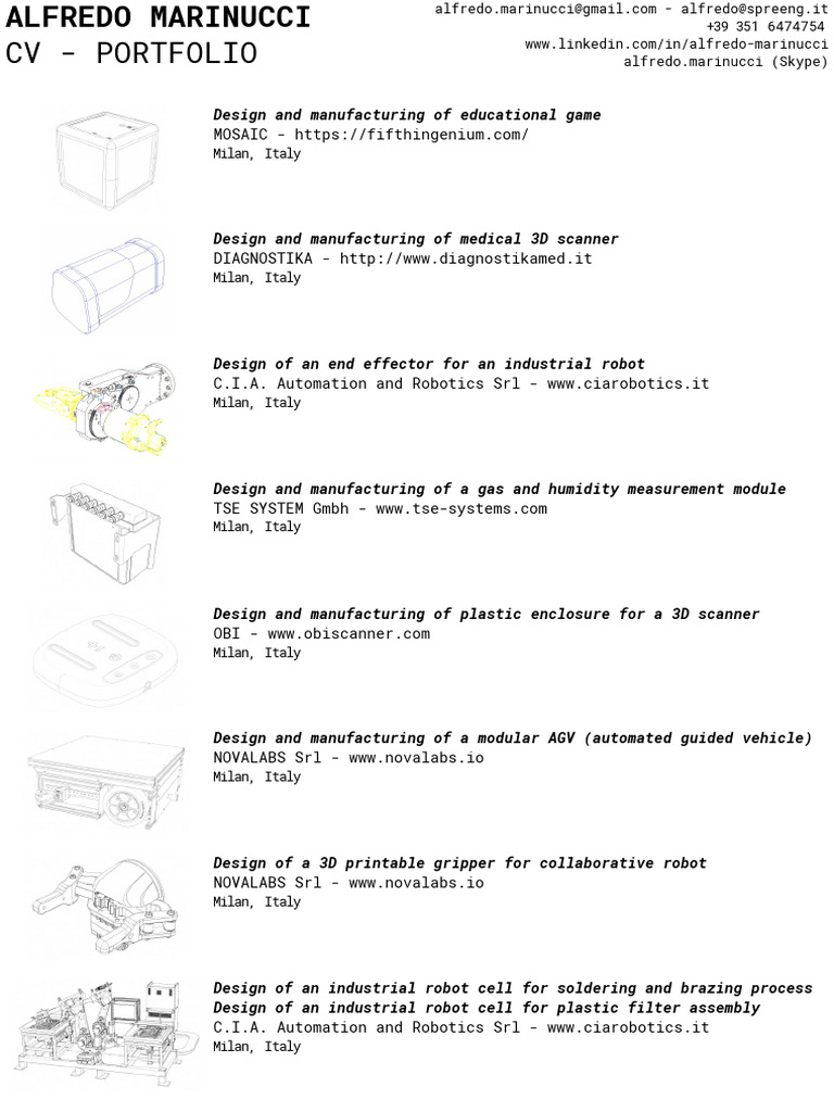 Alfredo Marinucci Portfolio | PDF | Mechanical Engineering | Engineering