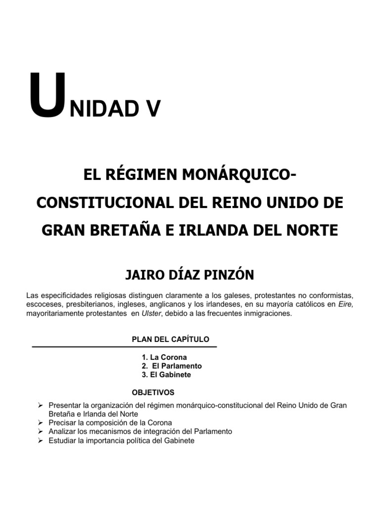 Cap. V. El Régimen Monárquico-Constitucional de Gran Bretaña e Irlanda ...