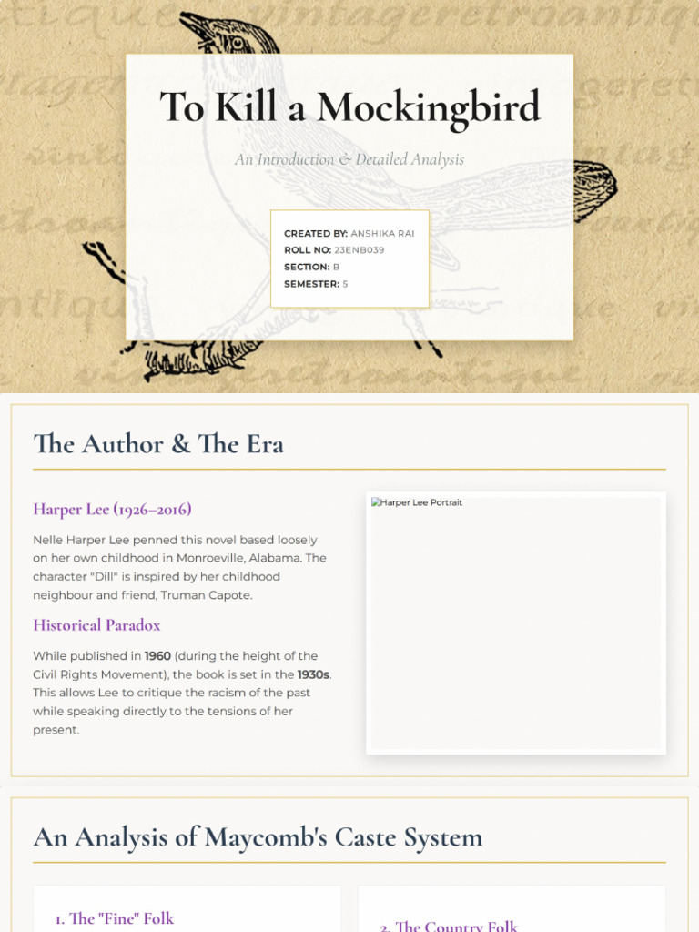 To Kill A Mockingbird - Final Analysis | PDF