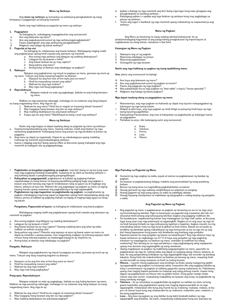 Menu NG Serbisyo | PDF