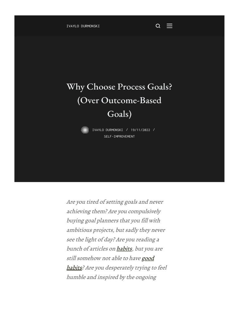 Why Choose Process Goals? (Over Outcome-Based Goals) | PDF | Motivation ...