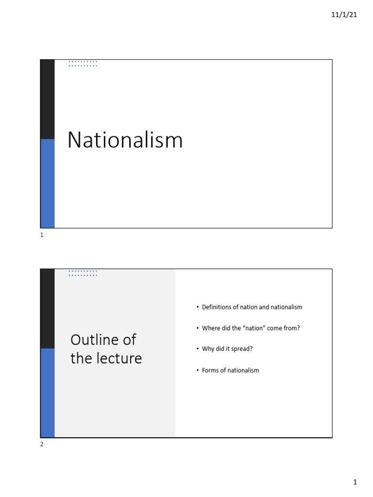 Lecture Nationalism Slides | PDF | Nation | Nationalism