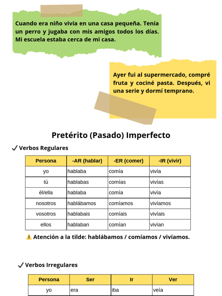 Uso del Pretérito Imperfecto en Español | PDF