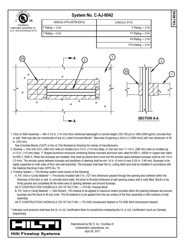 Hilti Firestop System C-AJ-6042 Guide | PDF | Building | Civil Engineering