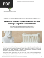 Roteiro de Questionamento Socrático na TCC | PDF | Terapia cognitiva ...