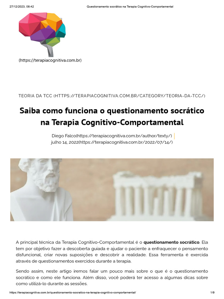 Questionamento Socrático Na Terapia Cognitivo-Comportamental | PDF ...