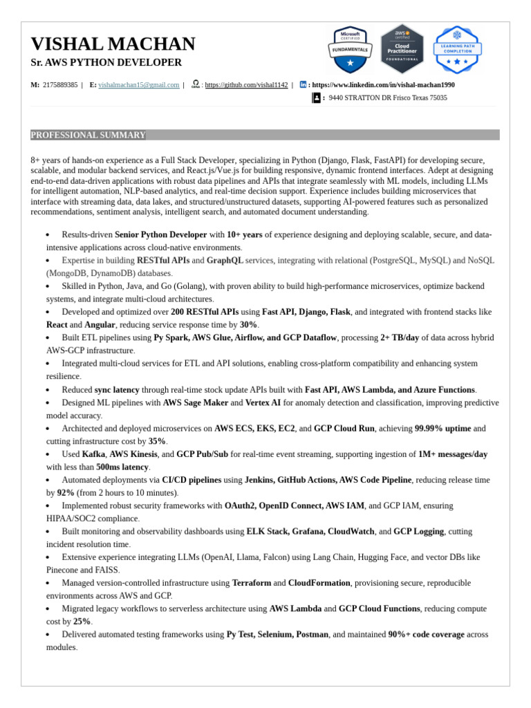 Vishal Machan 2025 Python AWS | PDF | Amazon Web Services | Cloud Computing