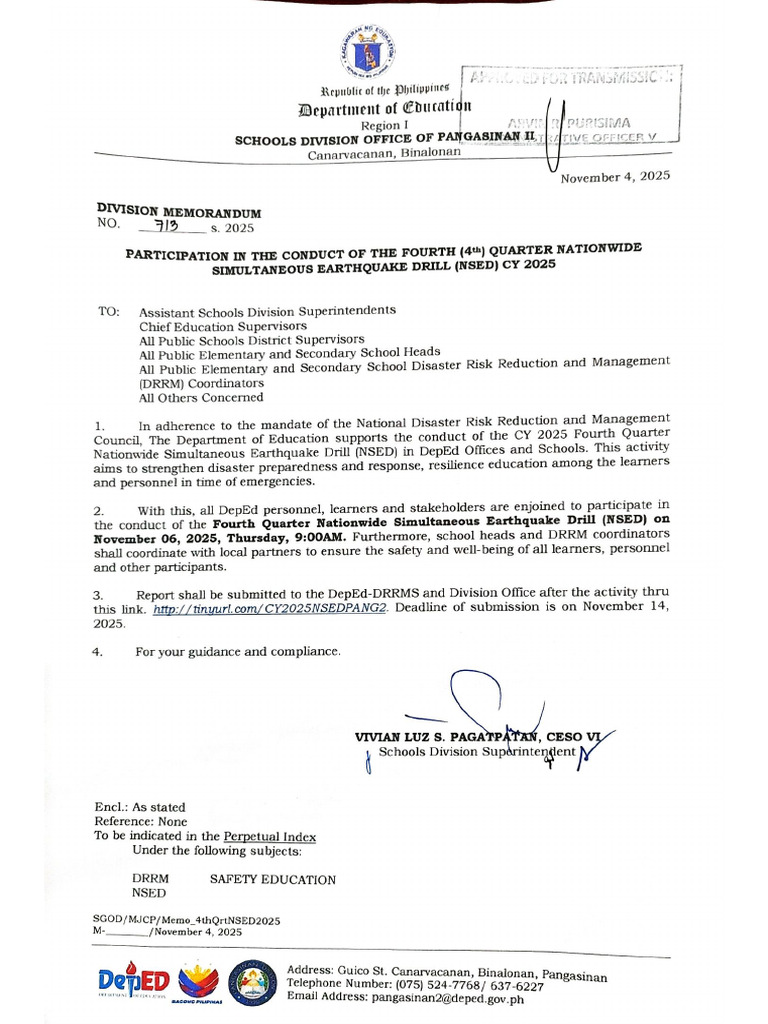 Division Memo No. 713 Participation in The Conduct of The Fourth 4th ...