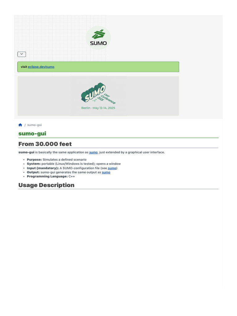 SUMO-GUI: Graphical Simulation Tool | PDF