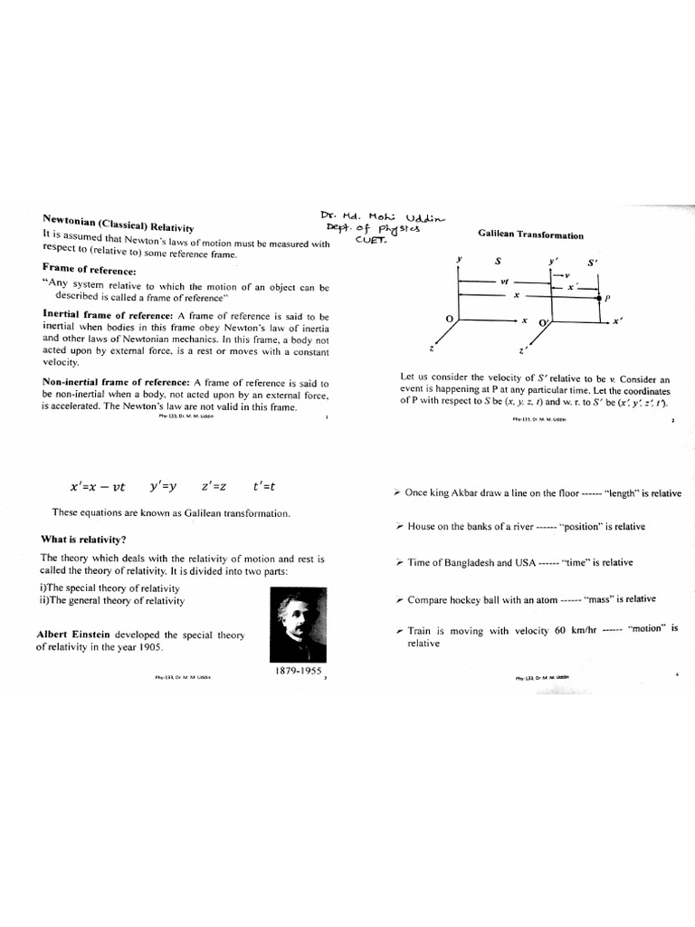 Einstein Relativity Theory | PDF