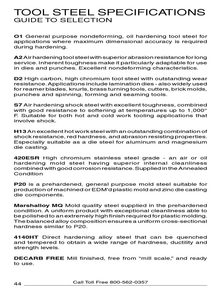 Tool Steel Selection Guide | PDF | Technology & Engineering | History