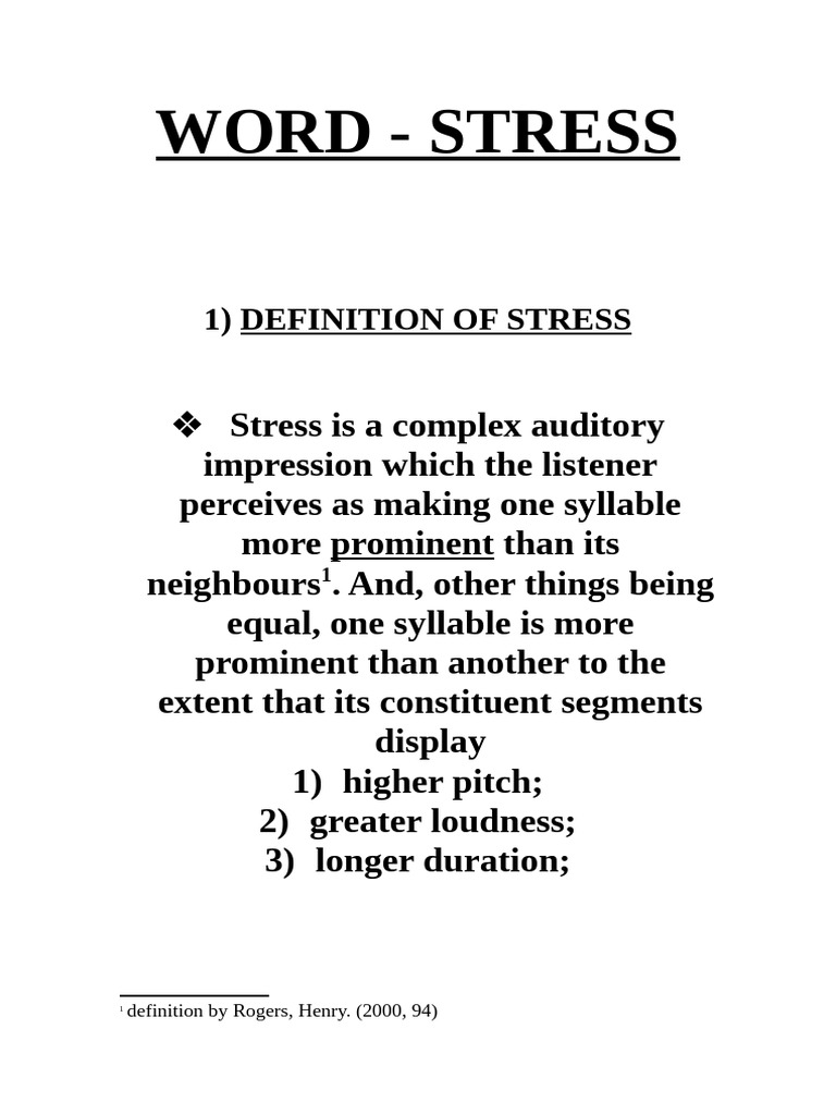 Word Stress | PDF | Stress (Linguistics) | English Language