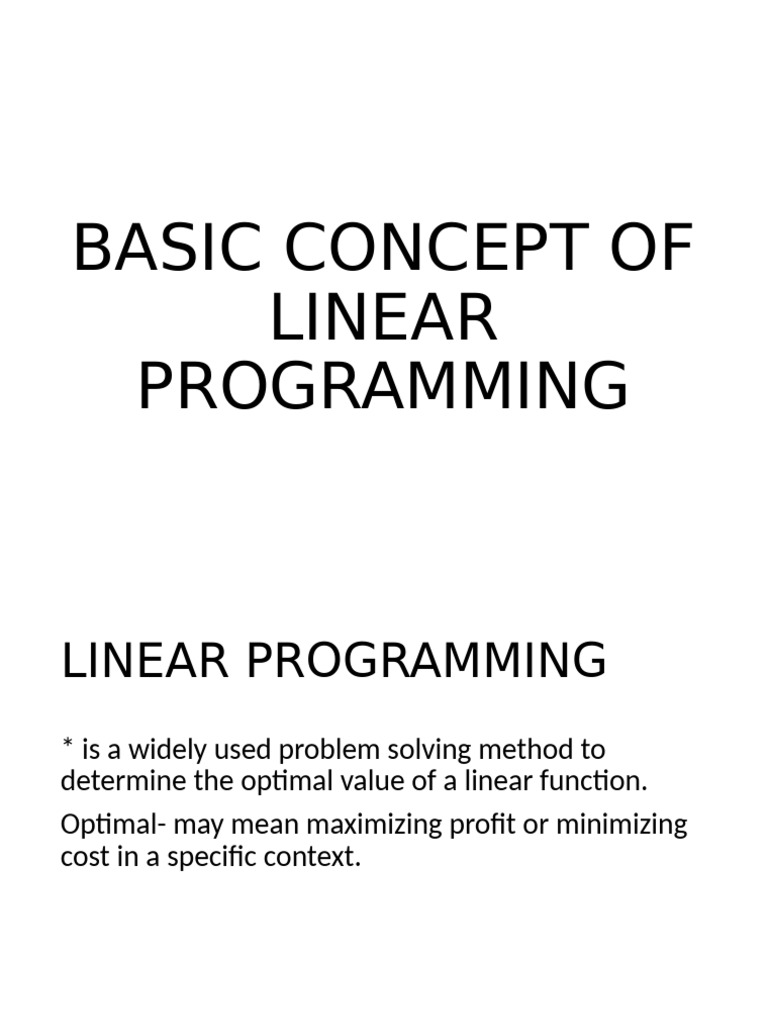 Understanding Linear Programming Basics | PDF | Loss Function | Linear ...