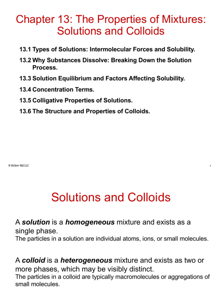 CHEM 1120 CH 13 F25 Handout | PDF | Solvation | Solubility
