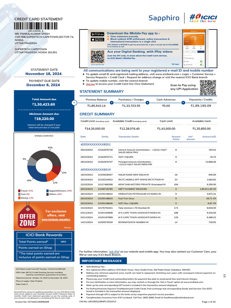 Creditcard Statement | PDF | Credit Card | Fee