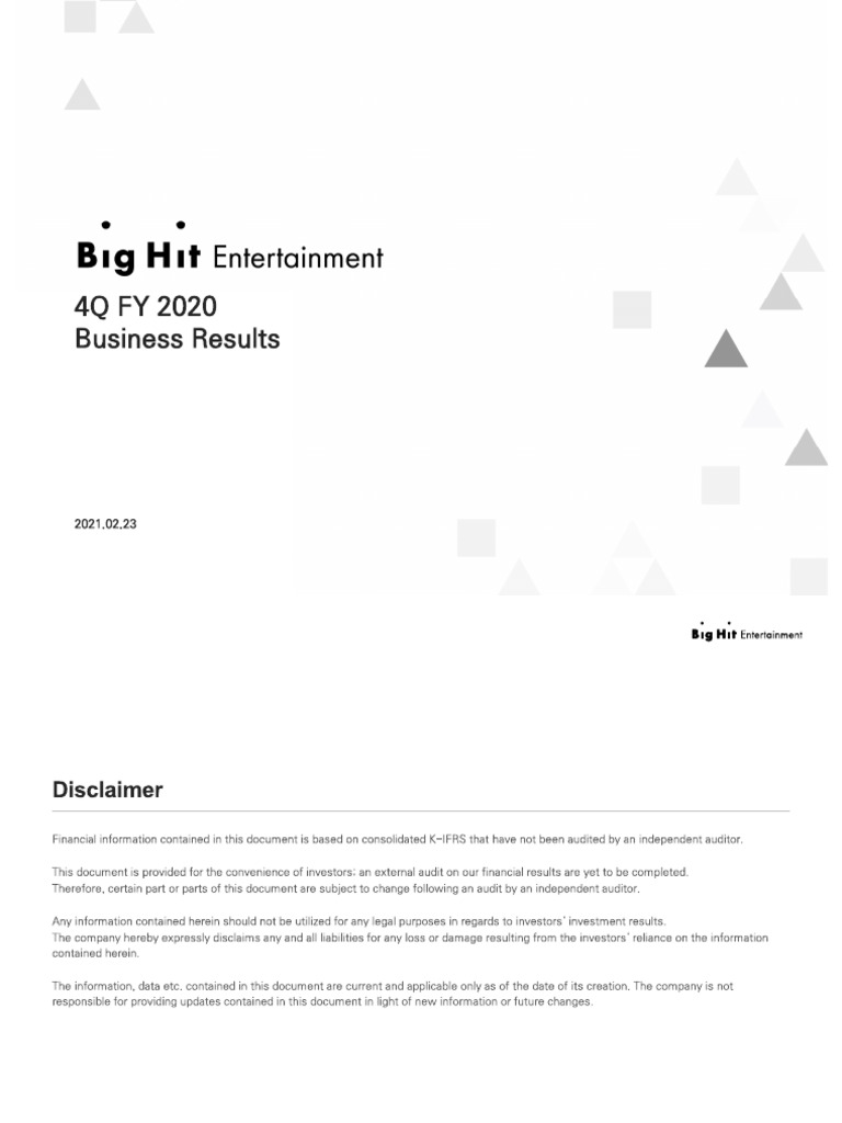 Big Hit IR PPT en Final 210223 1 | PDF