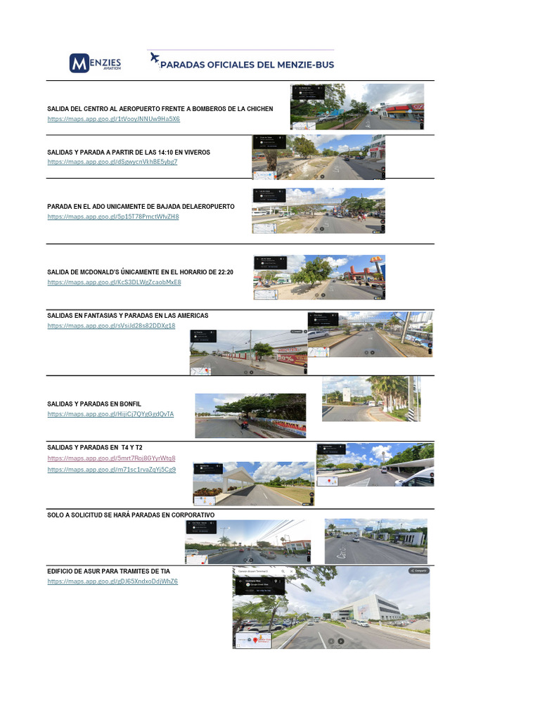 Paradas Oficiales Menzies Bus (2) | PDF