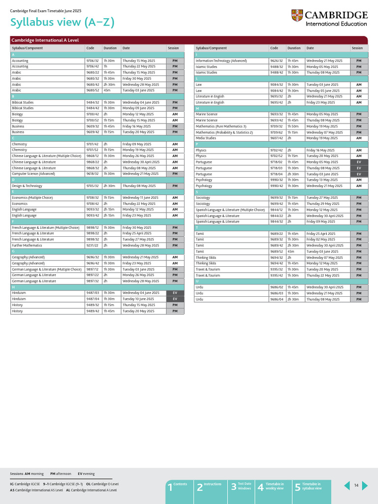 Cambridge IGCSE Exam Timetable 2025 | PDF | Science