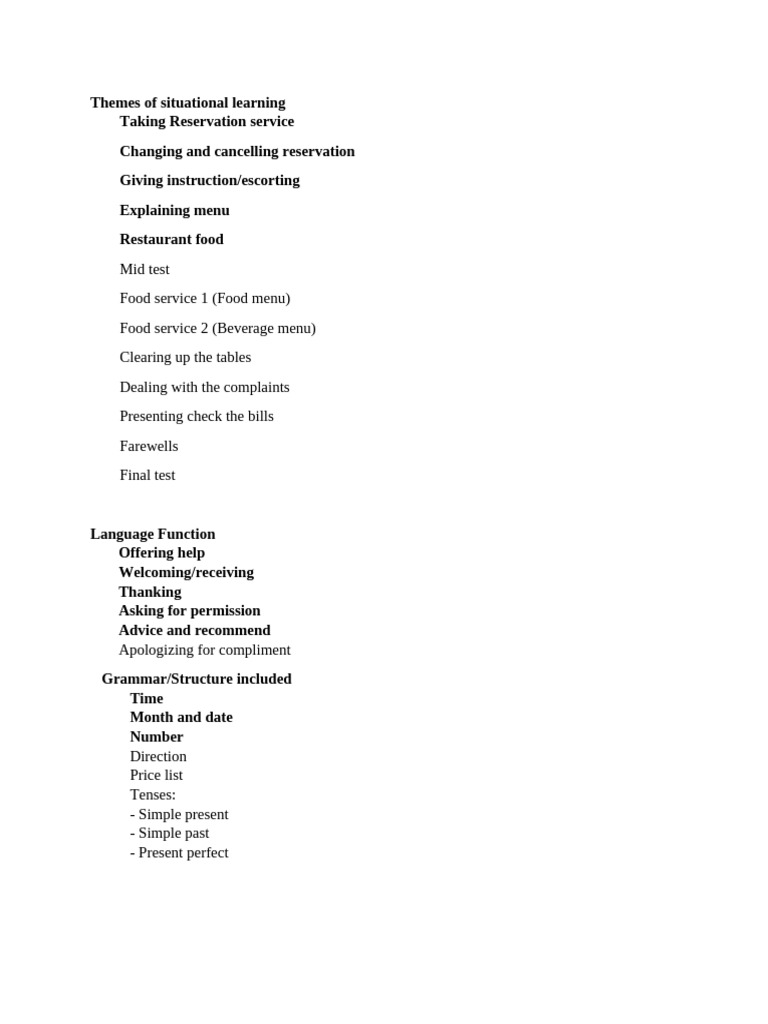 Situational Learning in Restaurant Service | PDF