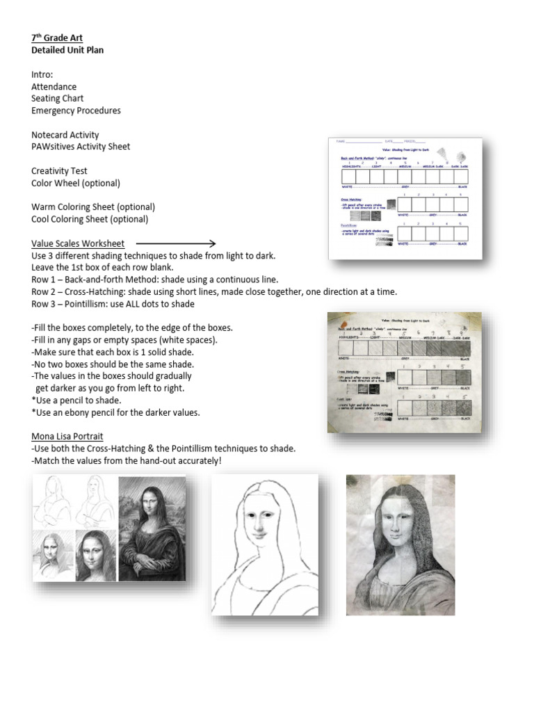 7th Grade Art Unit Plan Detail | PDF | Drawing | Color