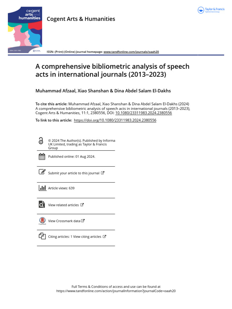 A Comprehensive Bibliometric Analysis of Speech Acts in International ...