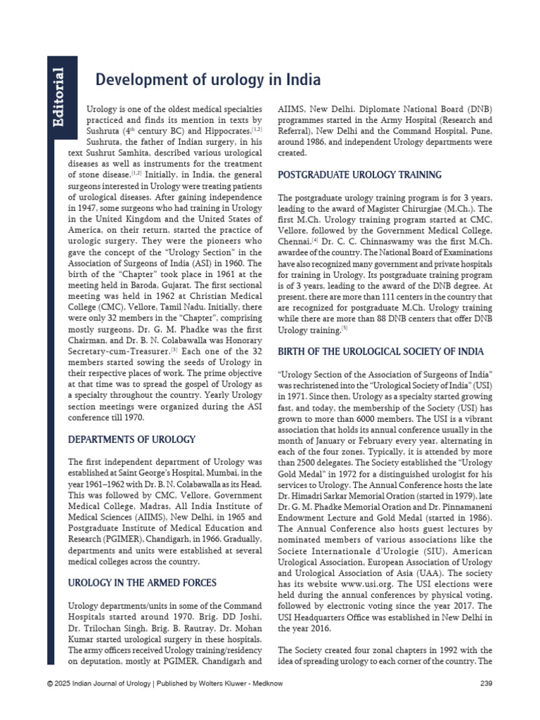 Development of Urology in India.1 | PDF | Urology | Surgery