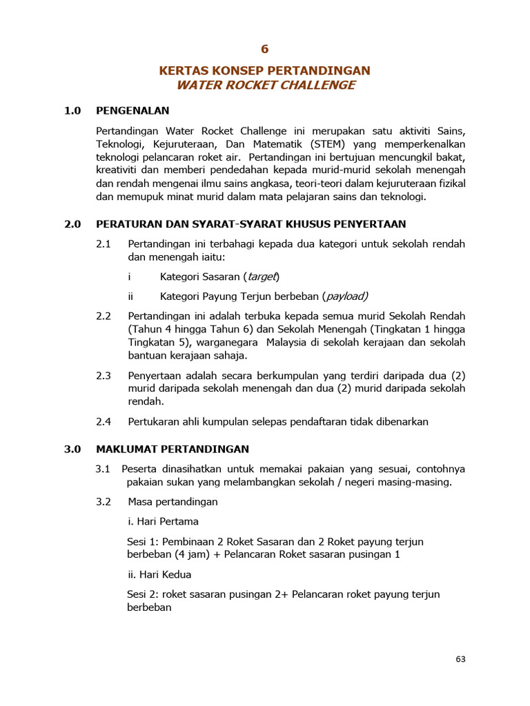 Panduan Pertandingan Water Rocket STEM | PDF