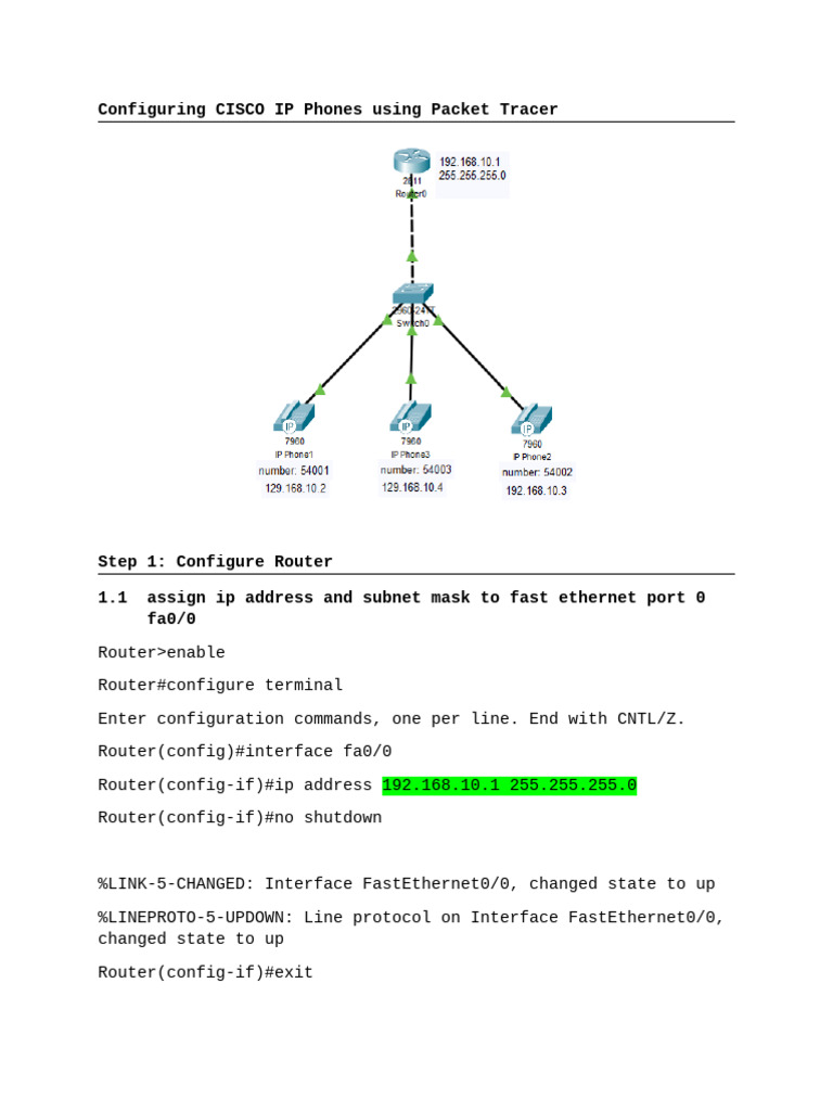 Configure Cisco IP Phones in Packet Tracer | PDF | Router (Computing ...