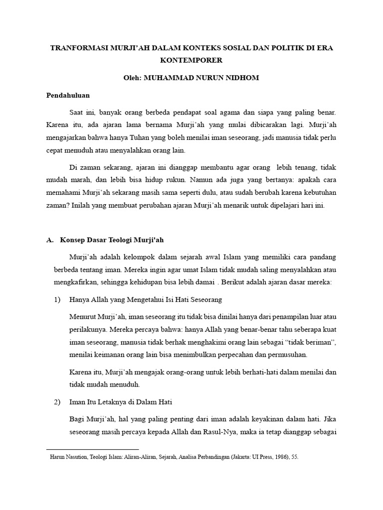 Tranformasi Murjiah Era Modern | PDF