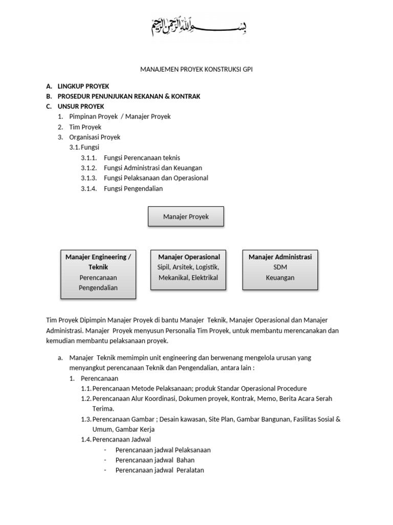 Rencana Proyek Konstruksi Gpi | PDF