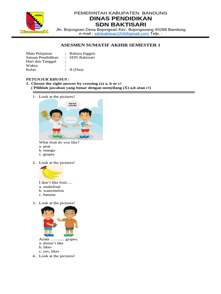 SAS 1 Kelas II - Bhs Inggris | PDF