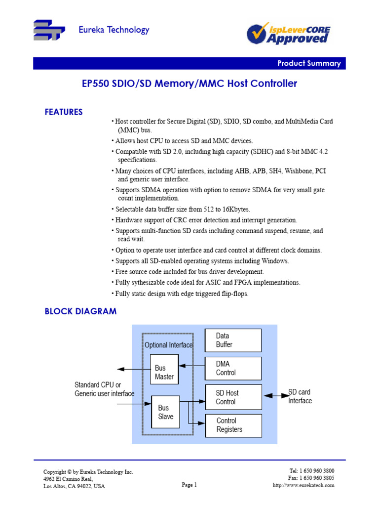 EP550 SD/MMC Host Controller Overview | PDF | Operating System ...