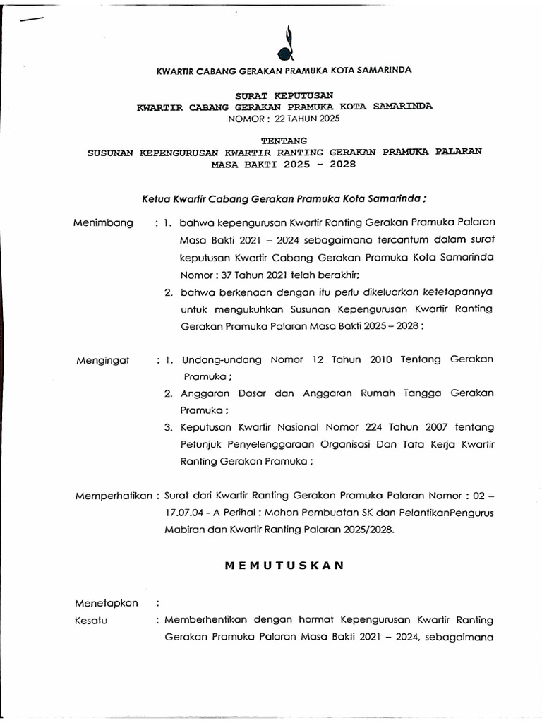 Pengurus Kwarran Palaran 2025-2028 | PDF