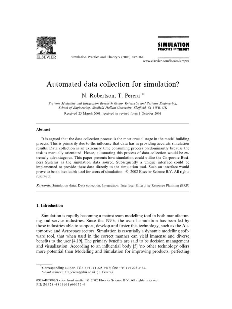Automating Data Collection for Simulation Models: Leveraging Corporate ...