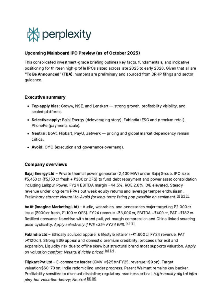Upcoming IPOs Preview: Key Insights 2025-2026 | PDF | Valuation ...