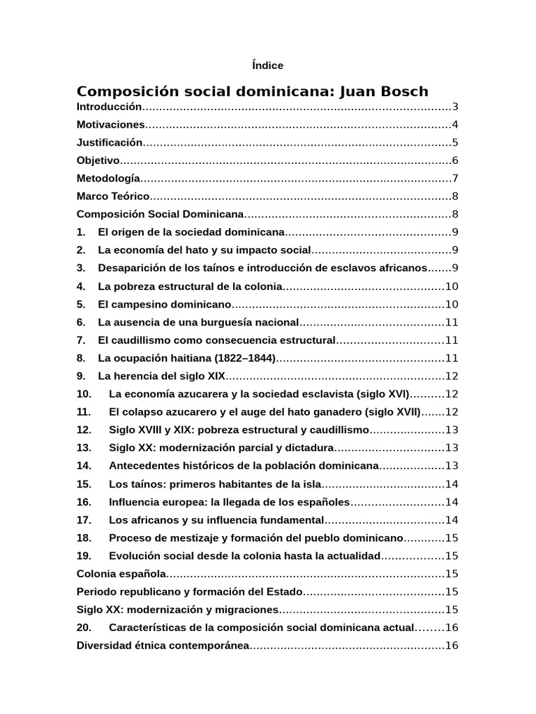 Trabajo de Quinta - Composición Social Dominicana 1 | PDF | República ...