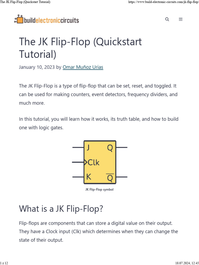 JK Flip-Flop Tutorial: Functions & Design | PDF