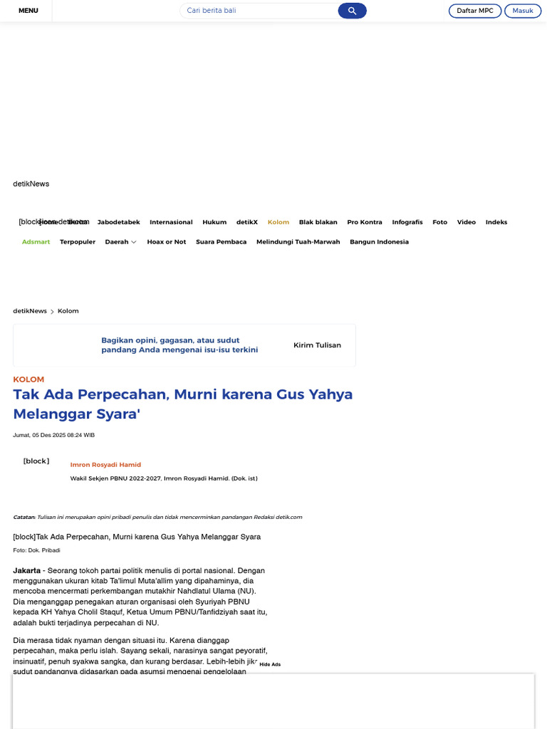 Tak Ada Perpecahan, Murni Karena Gus Yahya Melanggar Syara' | PDF