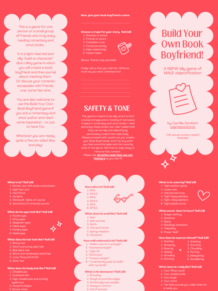 Build Your Own Book Boyfriend Game | PDF