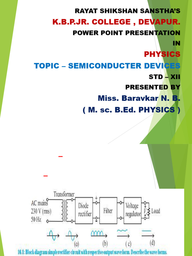 Semiconductor Devices in Physics | PDF | Rectifier | P–N Junction