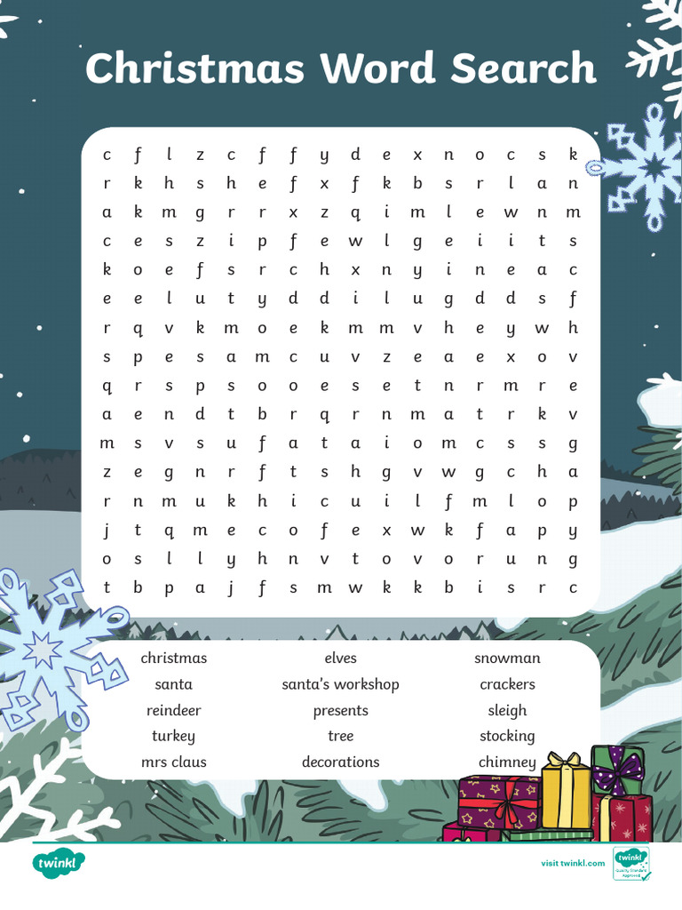 Christmas Word Search Puzzle | PDF | Santa Claus | Holiday Characters