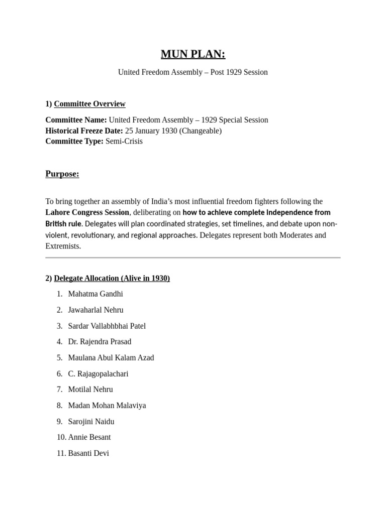 India’s 1929 Freedom Assembly Plan | PDF