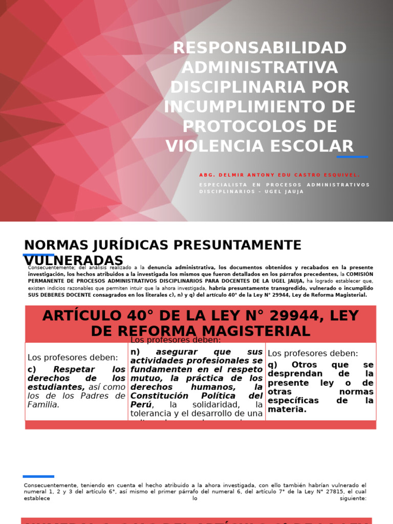 Responsabilidad Administrativa Disciplinaria Por Incumplimiento de ...