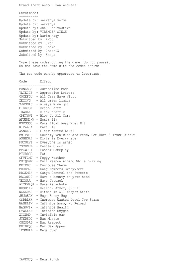 Gta Sa Cheats | PDF | Ammunition | Transport