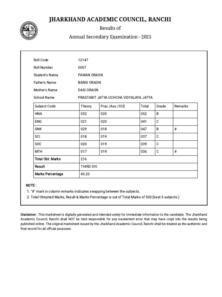 Home - Jharkhand Academic Council | PDF