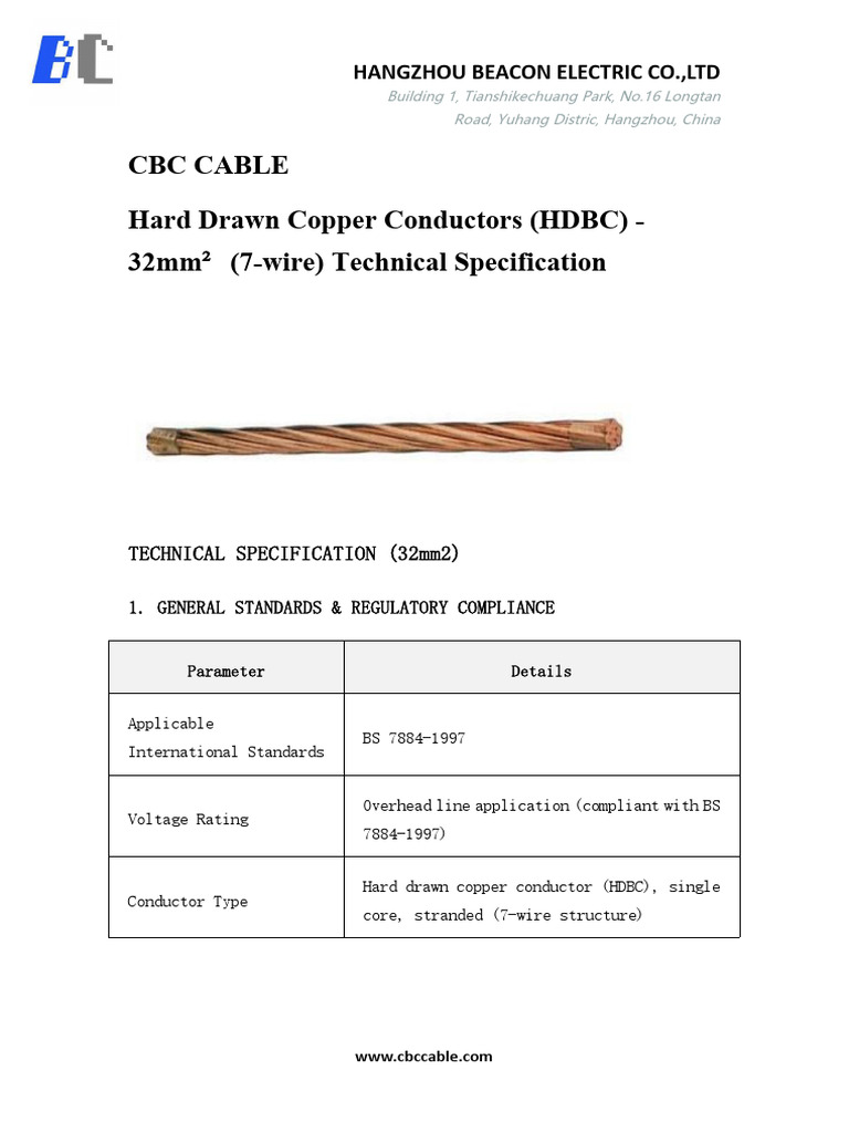 HDC 32mm2 | PDF | Electrical Conductor | Ultimate Tensile Strength