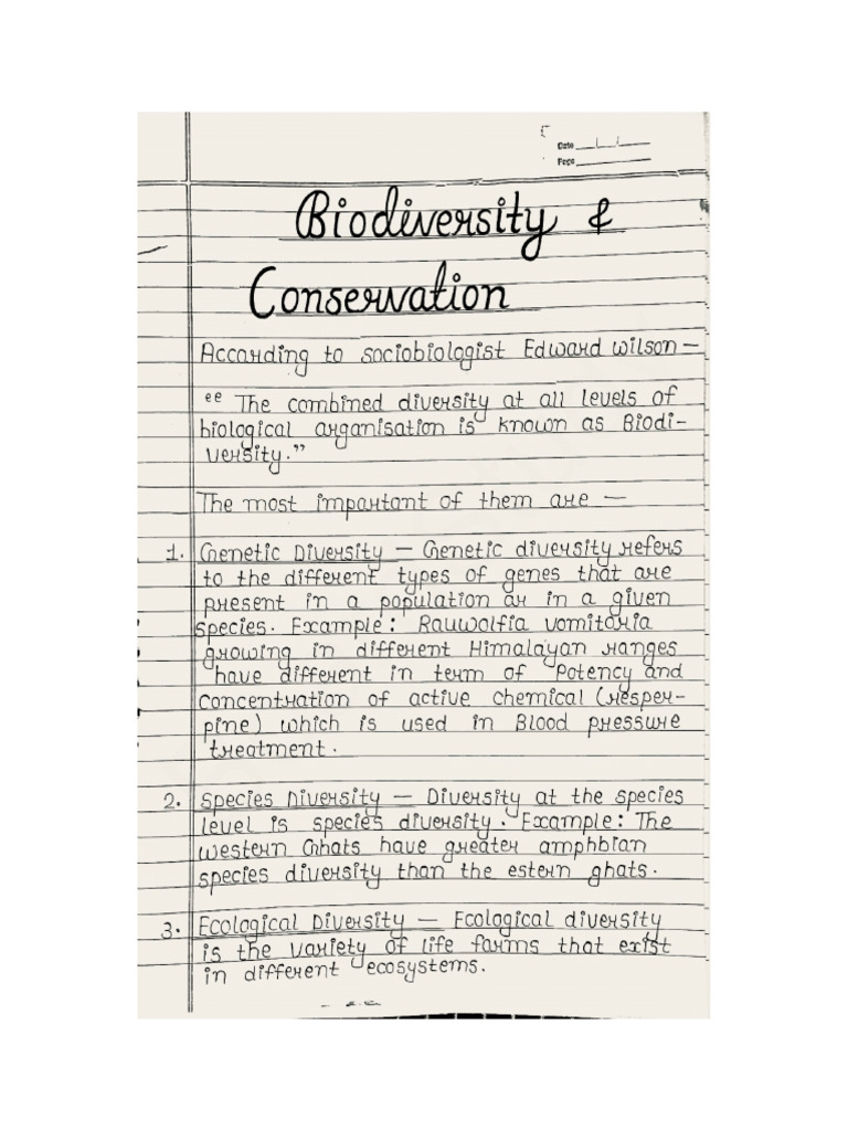 Class12 - Biodiversity & Conservation (Notes) | PDF