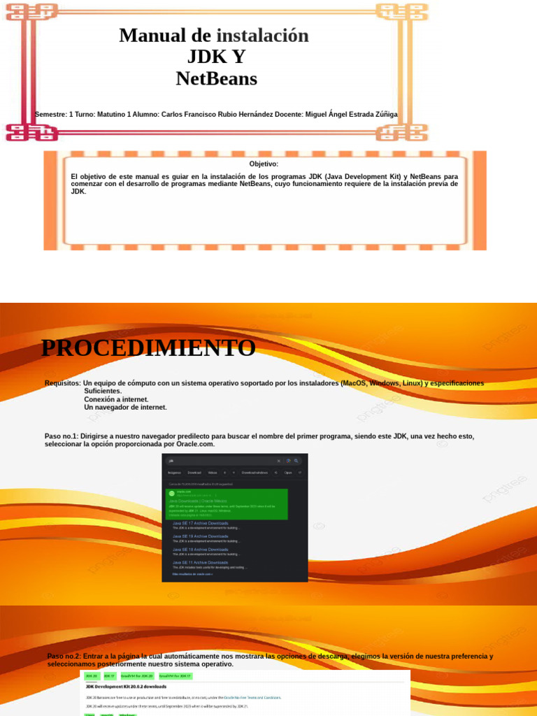 Guia de Instalacion JDK NetBeans FDP SEMESTRE 1 TURNO MATUTINO 1 Carlos ...