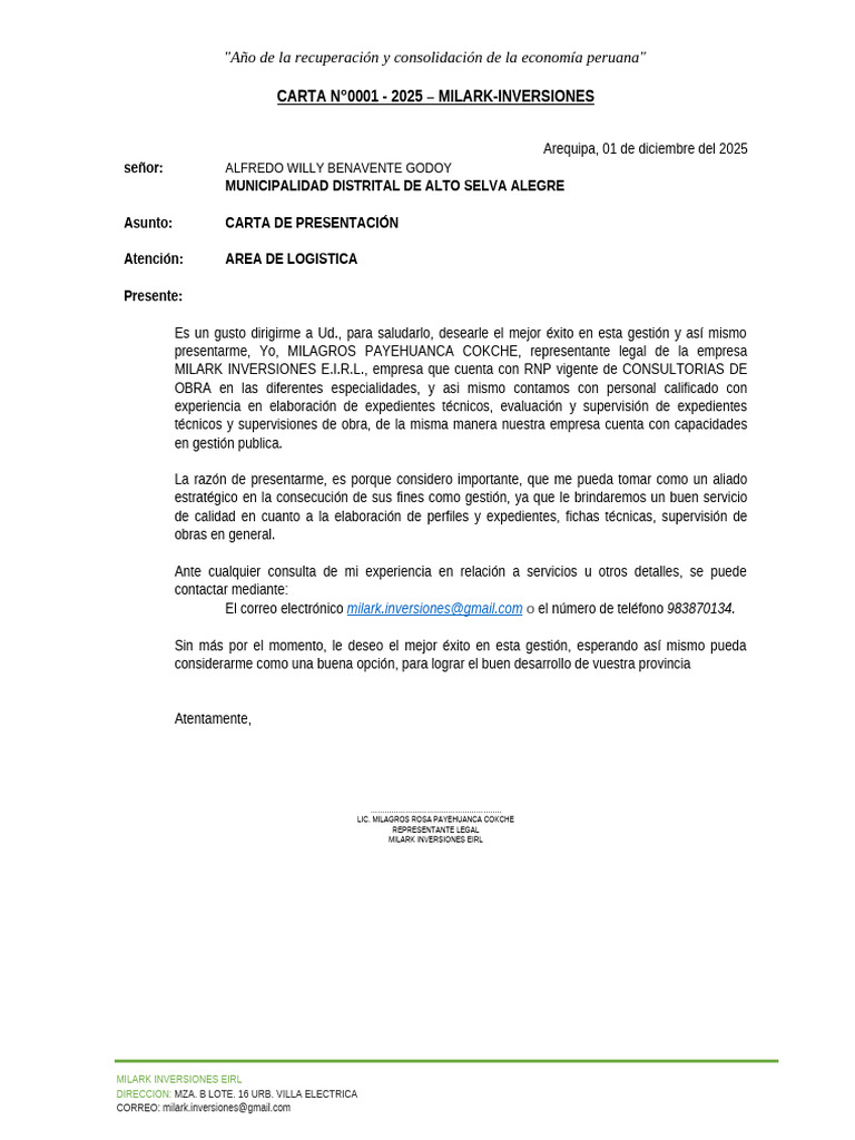 Presentación de Milark Inversiones EIRL | PDF